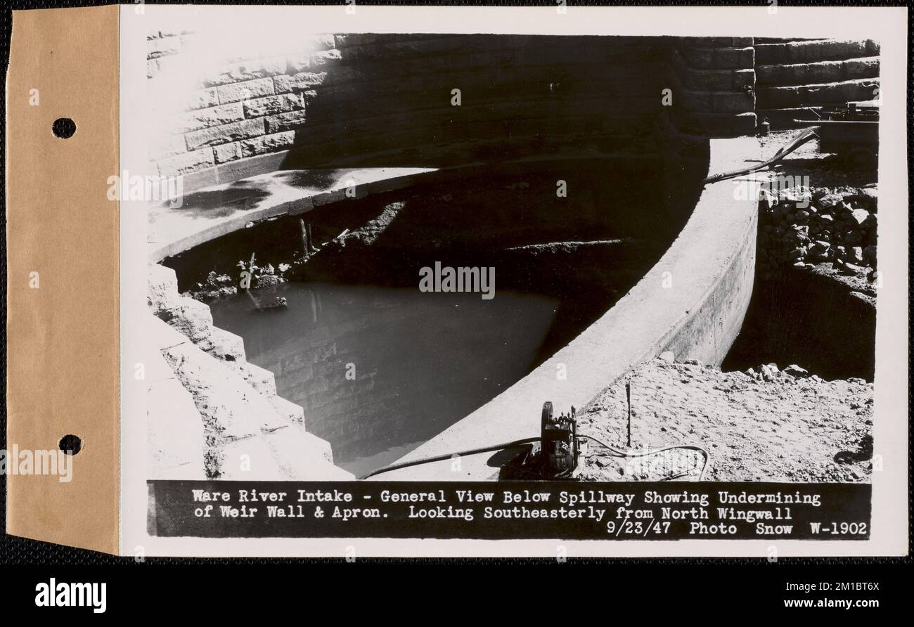 Ware River Intake Works, Shaft #8, general view below spillway showing ...