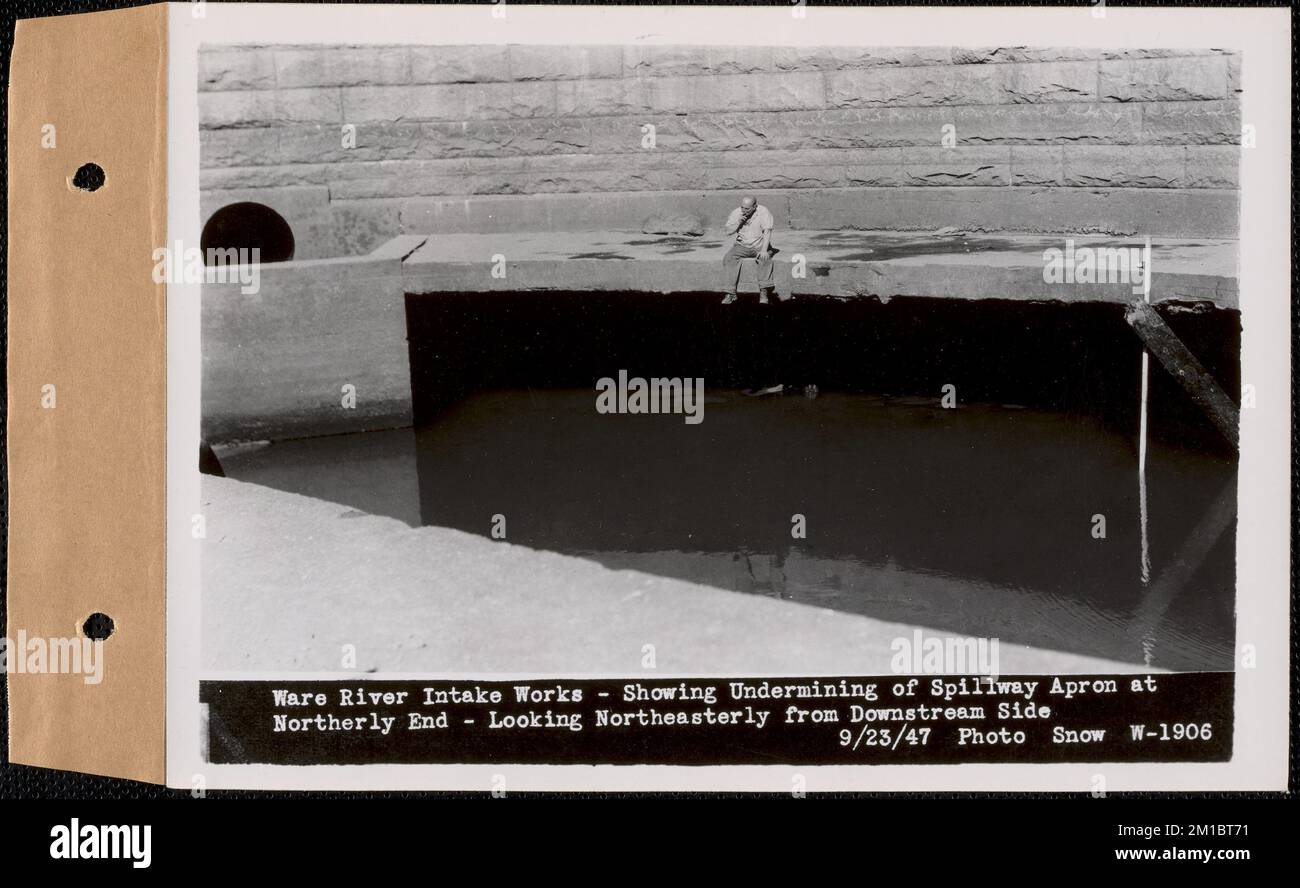 Ware River Intake Works, Shaft #8, showing undermining of spillway ...