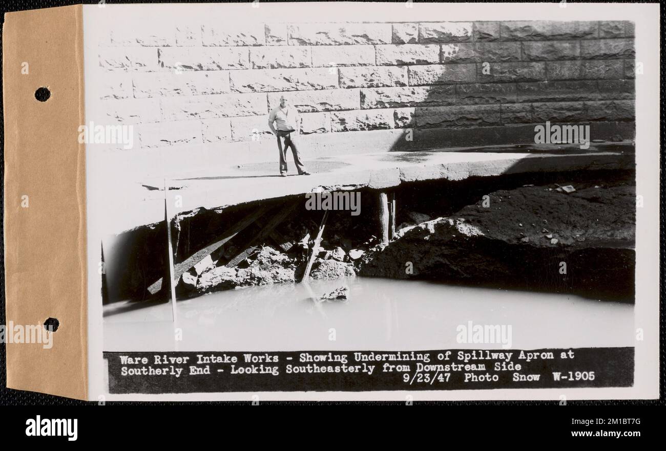Ware River Intake Works, Shaft #8, showing undermining of spillway ...