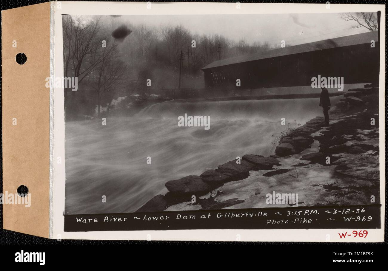 Ware River, lower dam, Gilbertville, Hardwick, Mass., 3:15 PM, Mar. 12 ...