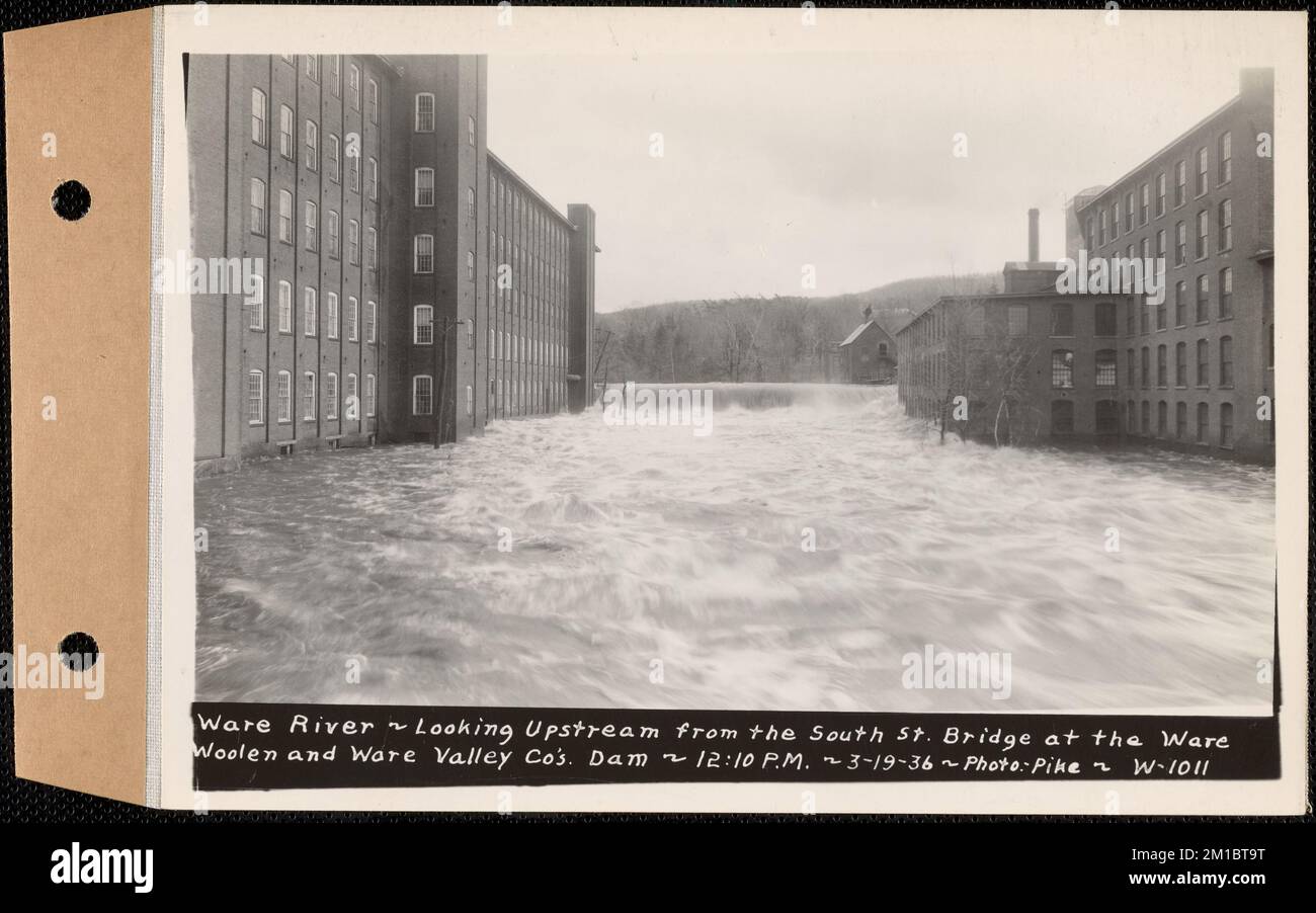 Ware River, looking upstream from the South Street bridge at the Ware ...
