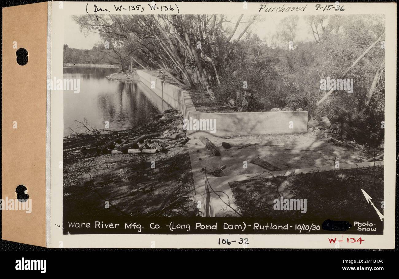 Ware River Manufacturing Co., Long Pond dam, Rutland, Mass., Oct. 10 ...