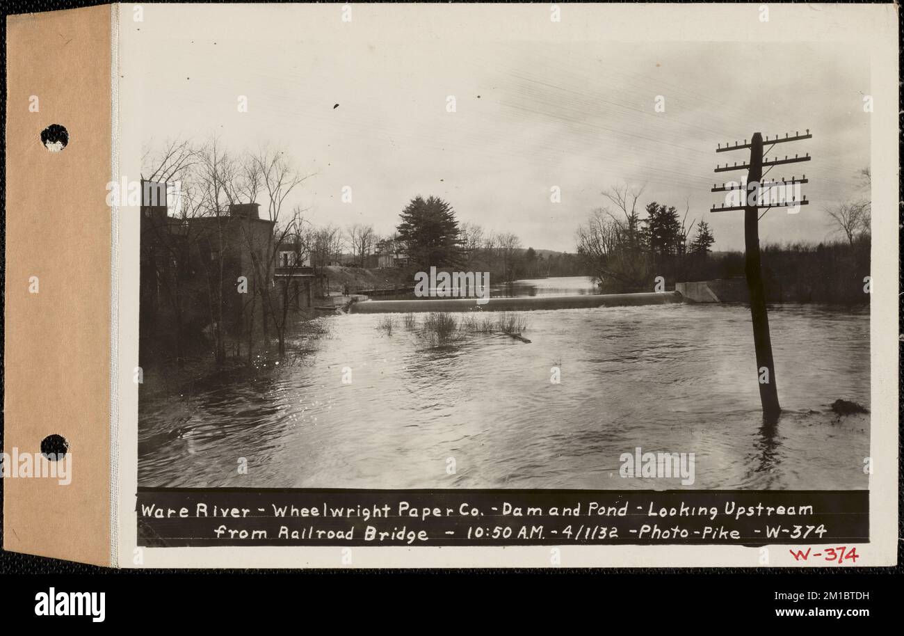 Ware River, Wheelwright Paper Co., dam and pond, looking upstream from ...