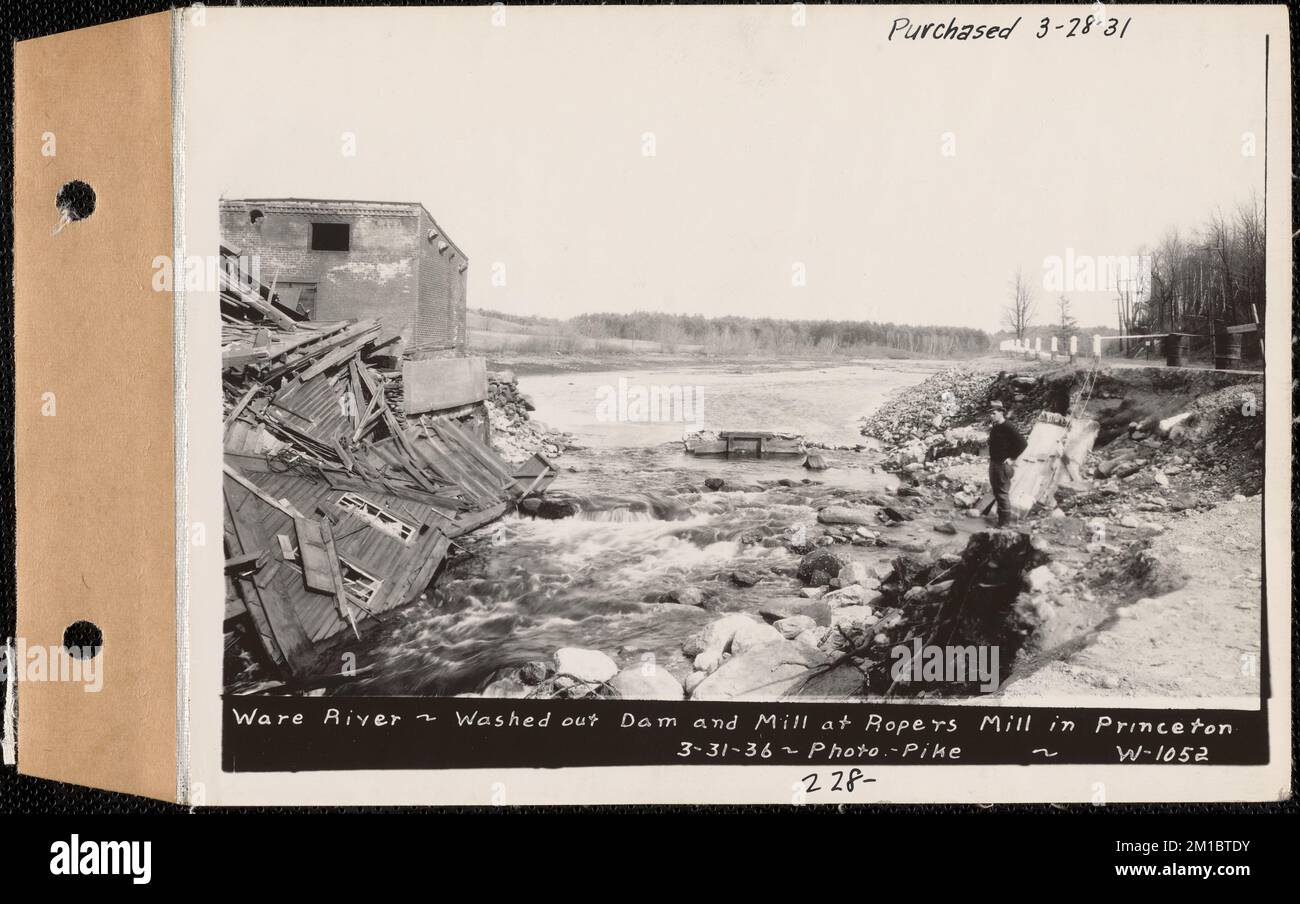 Ware River, washed out dam and mill at Roper's Mill, Princeton, Mass ...