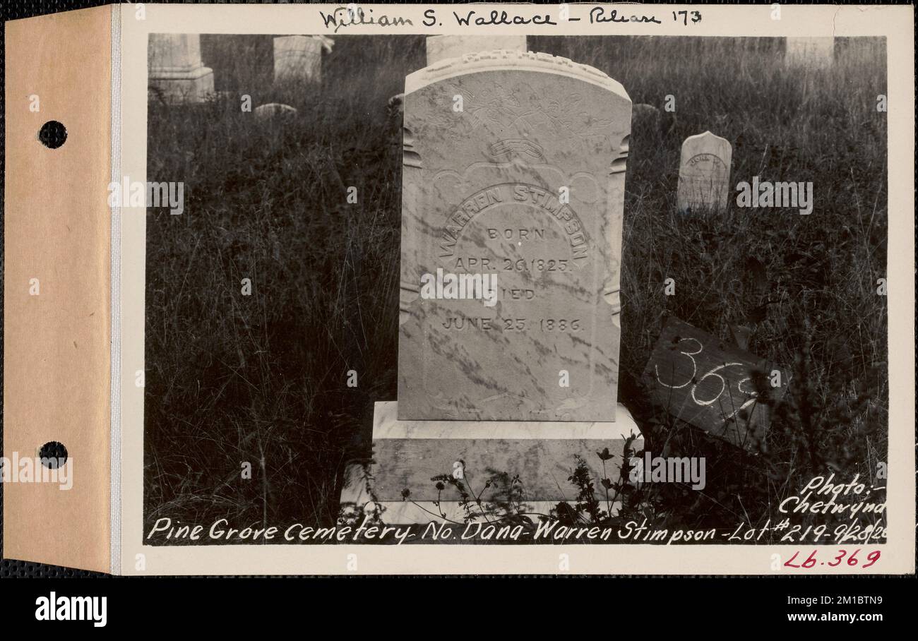 Warren Stimpson, Pine Grove Cemetery, lot 219, North Dana, Mass., Sept ...