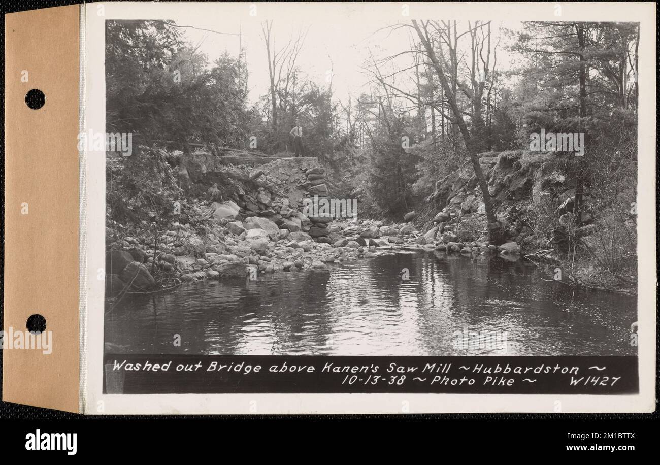 Washed out bridge above Kanen's sawmill, Hubbardston, Mass., Oct. 13 ...