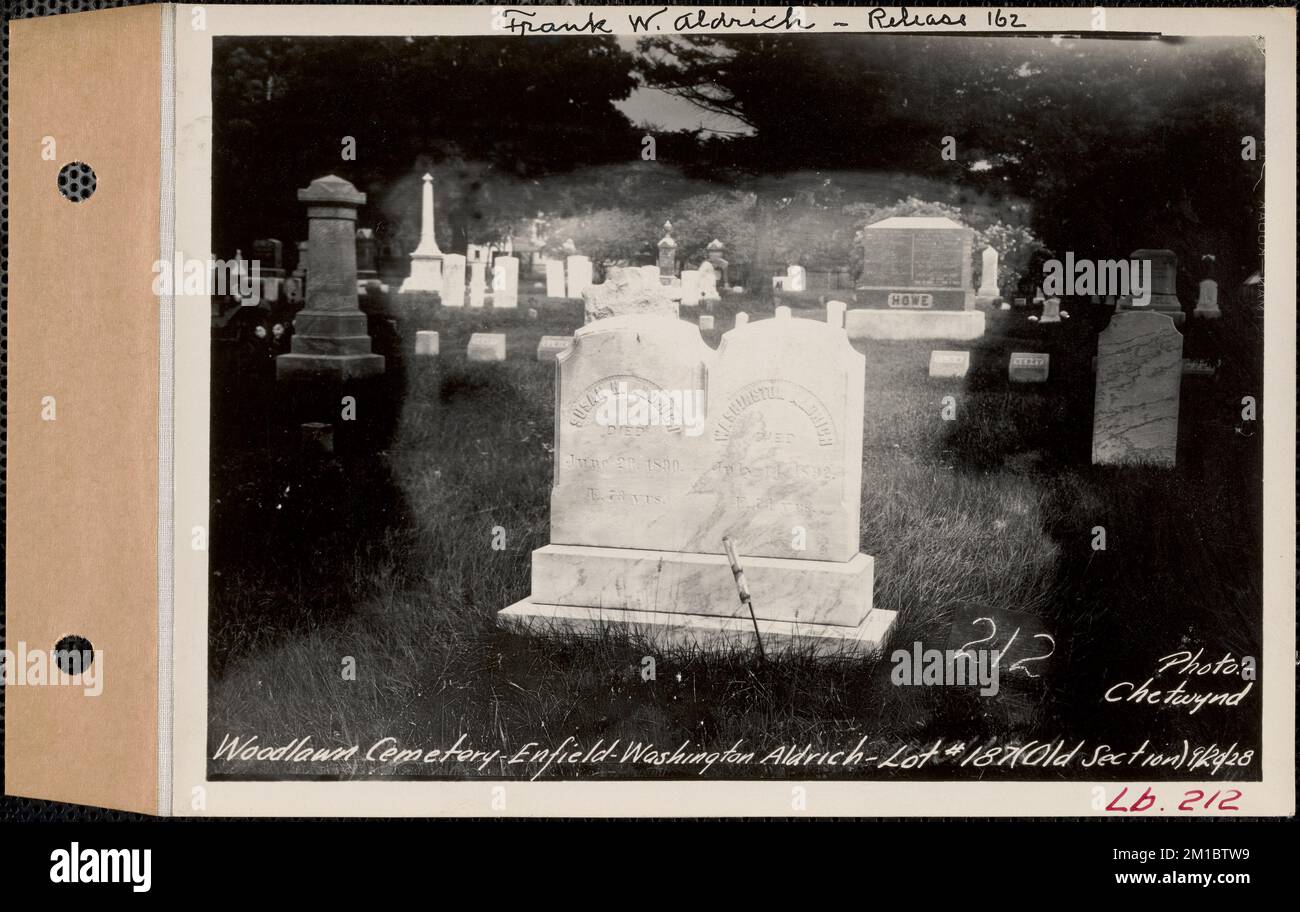 Washington Aldrich, Woodlawn Cemetery, old section, lot 187, Enfield ...