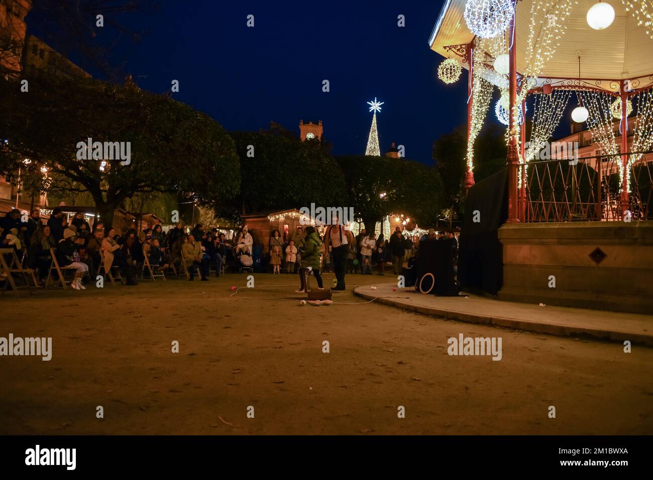 Lugo, Spain december, 10, 2022: clown show in the Spain Place in Lugo ...