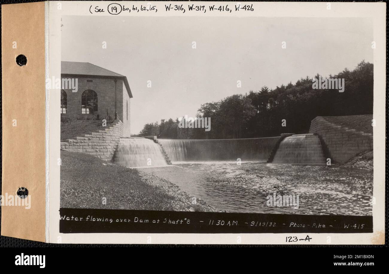 Water flowing over dam at Shaft #8, Barre, Mass., 11:30 AM, Sep. 19 ...