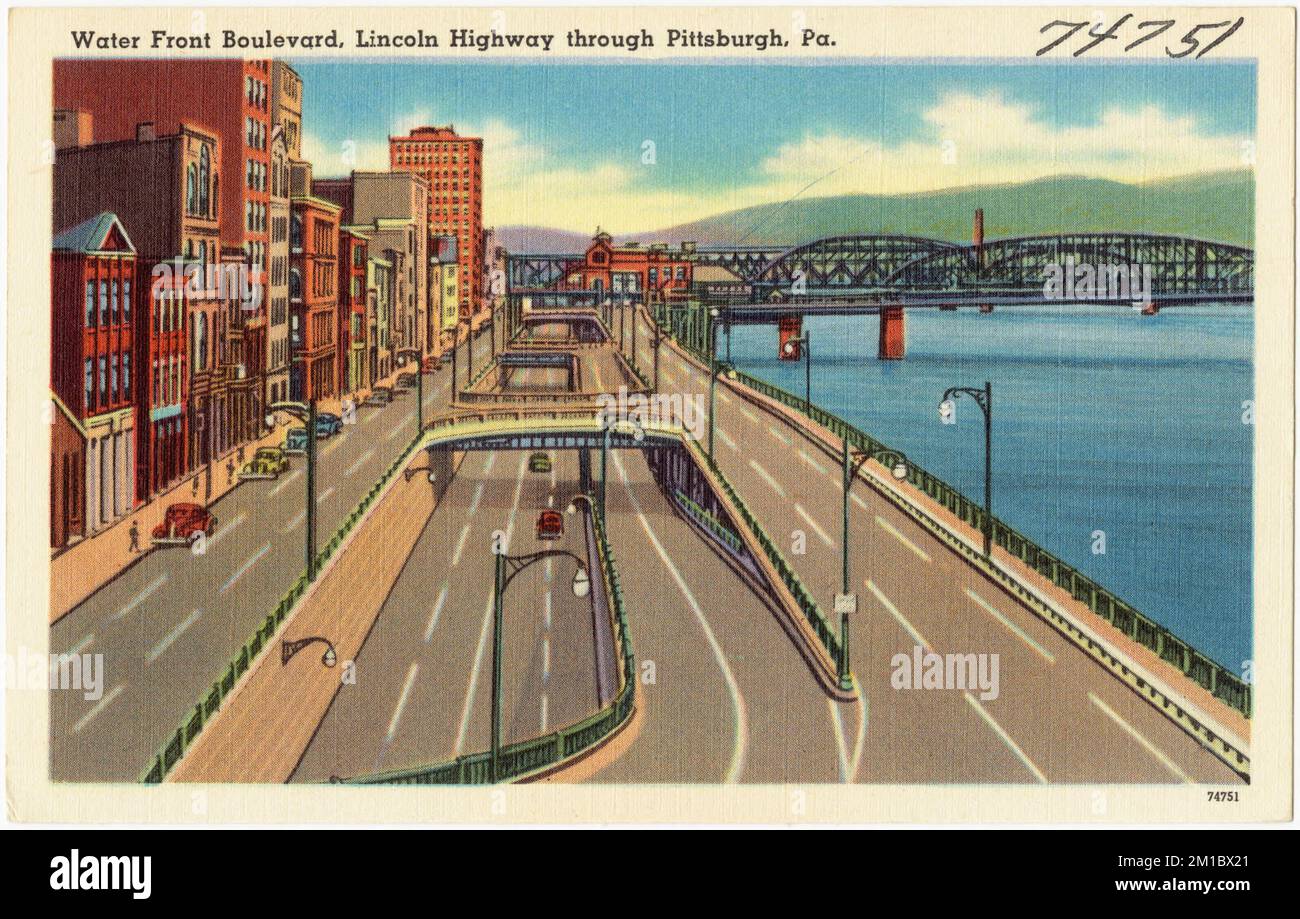 Water front boulevard, Lincoln Highway through Pittsburgh, Pa. , Roads ...