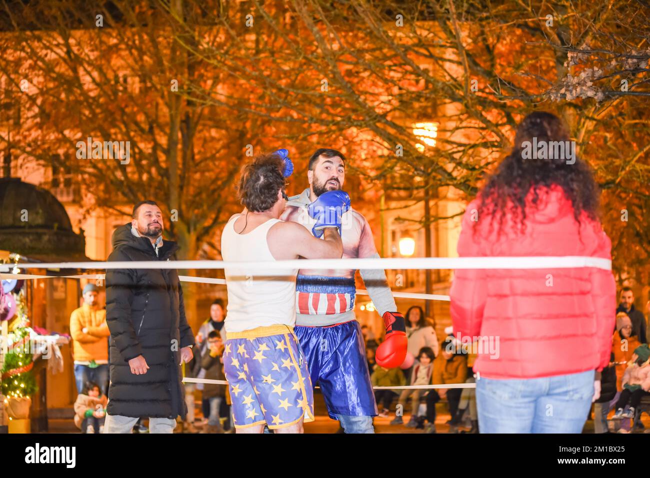 Lugo, Spain december, 10, 2022: clown show in the Spain Place in Lugo ...