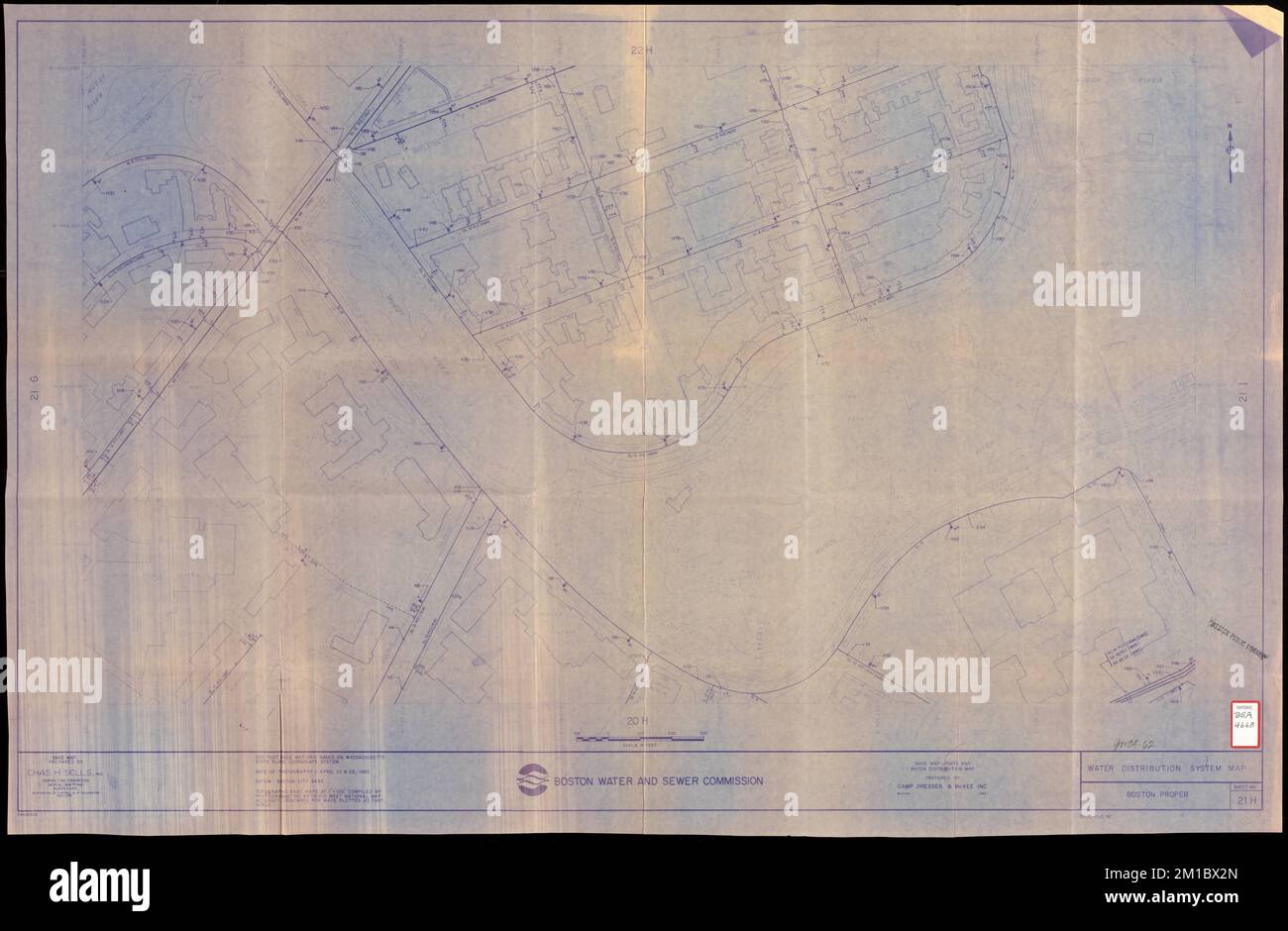 Water distribution system map, Boston proper, sheet no. 21h , Sewerage ...