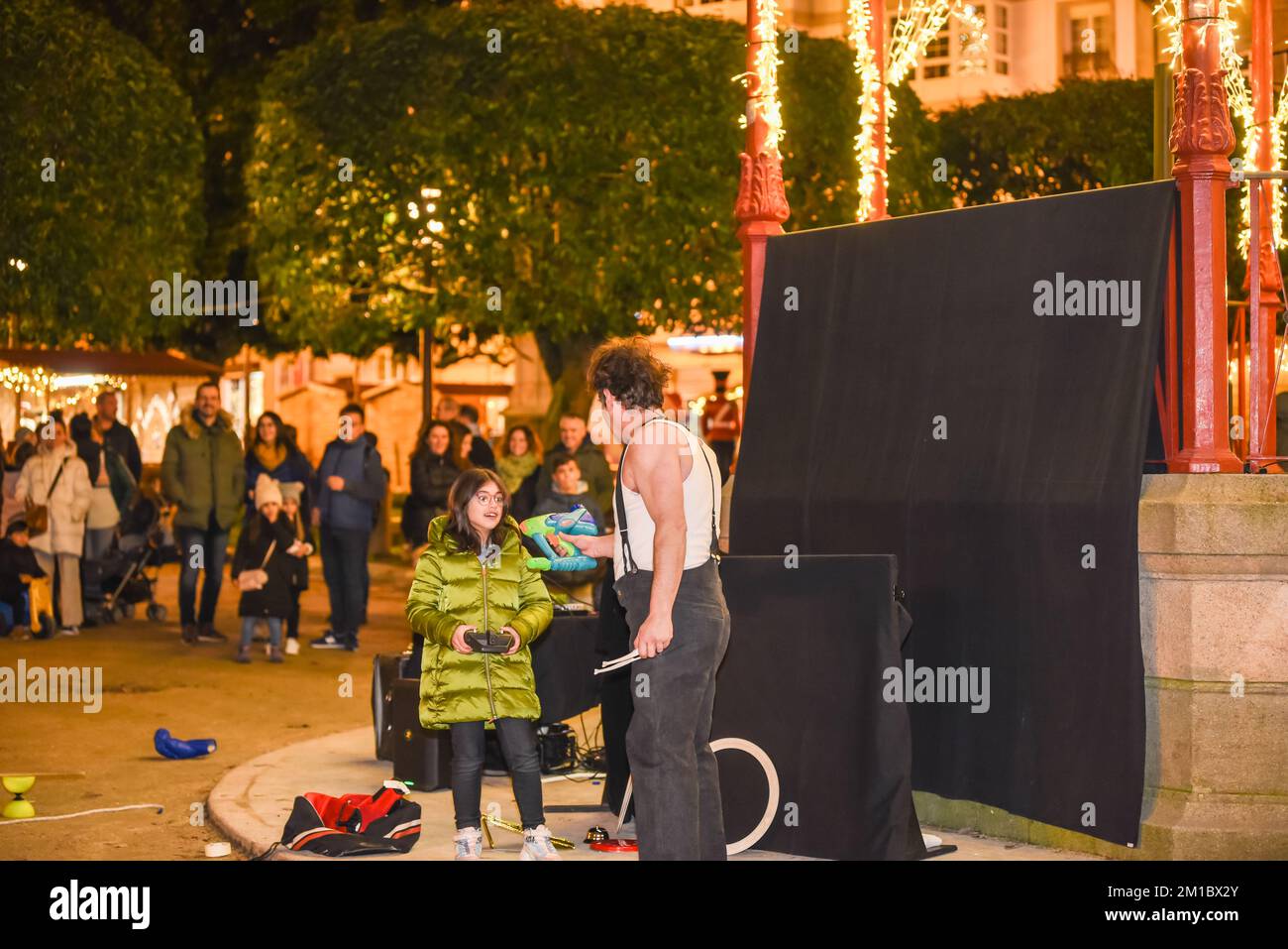 Lugo, Spain december, 10, 2022: clown show in the Spain Place in Lugo ...