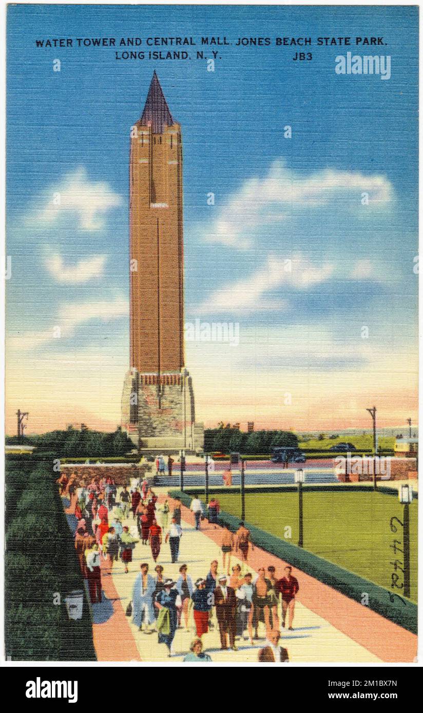 Water tower and central mall, Jones Beach State Park, Long Island, N. Y ...