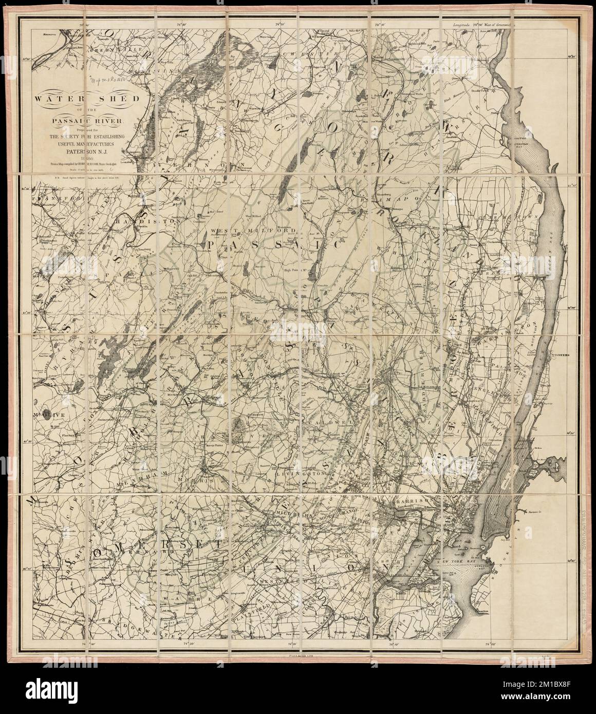 Water Shed Of The Passaic River Passaic River Watershed Nj Maps Norman B Leventhal Map