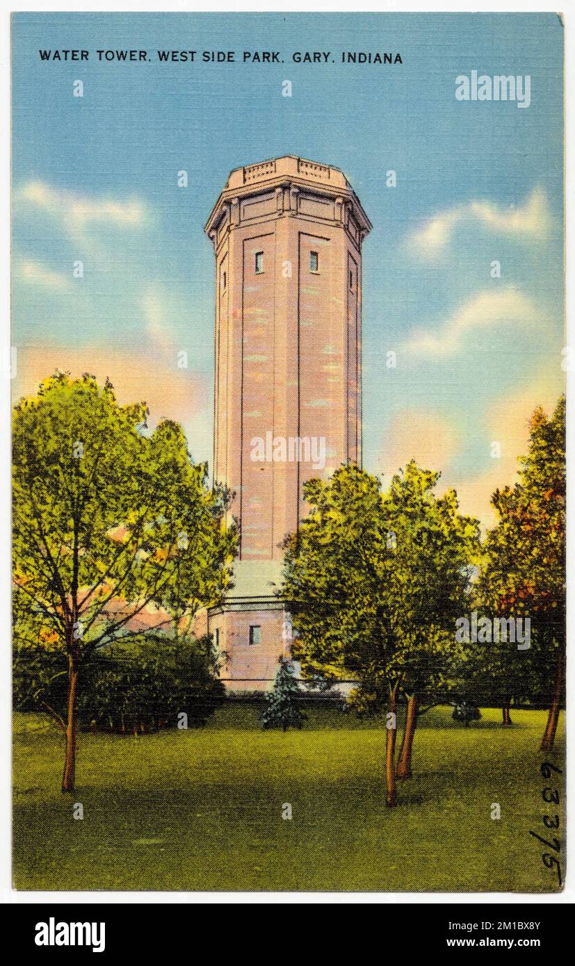 Water tower, West Side Park, Gary, Indiana , Parks, Tichnor Brothers ...