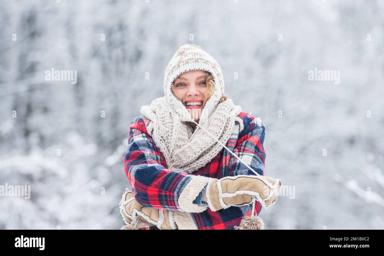best place to feel freedom. woman enjoy winter landscape. girl relax in ...