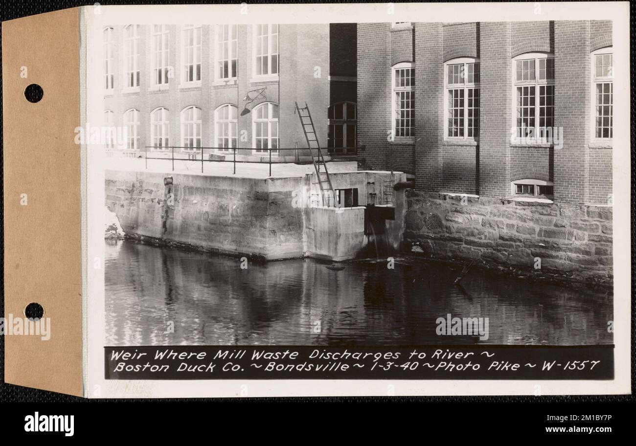 Weir where mill waste discharges to river, Boston Duck Co., Bondsville ...