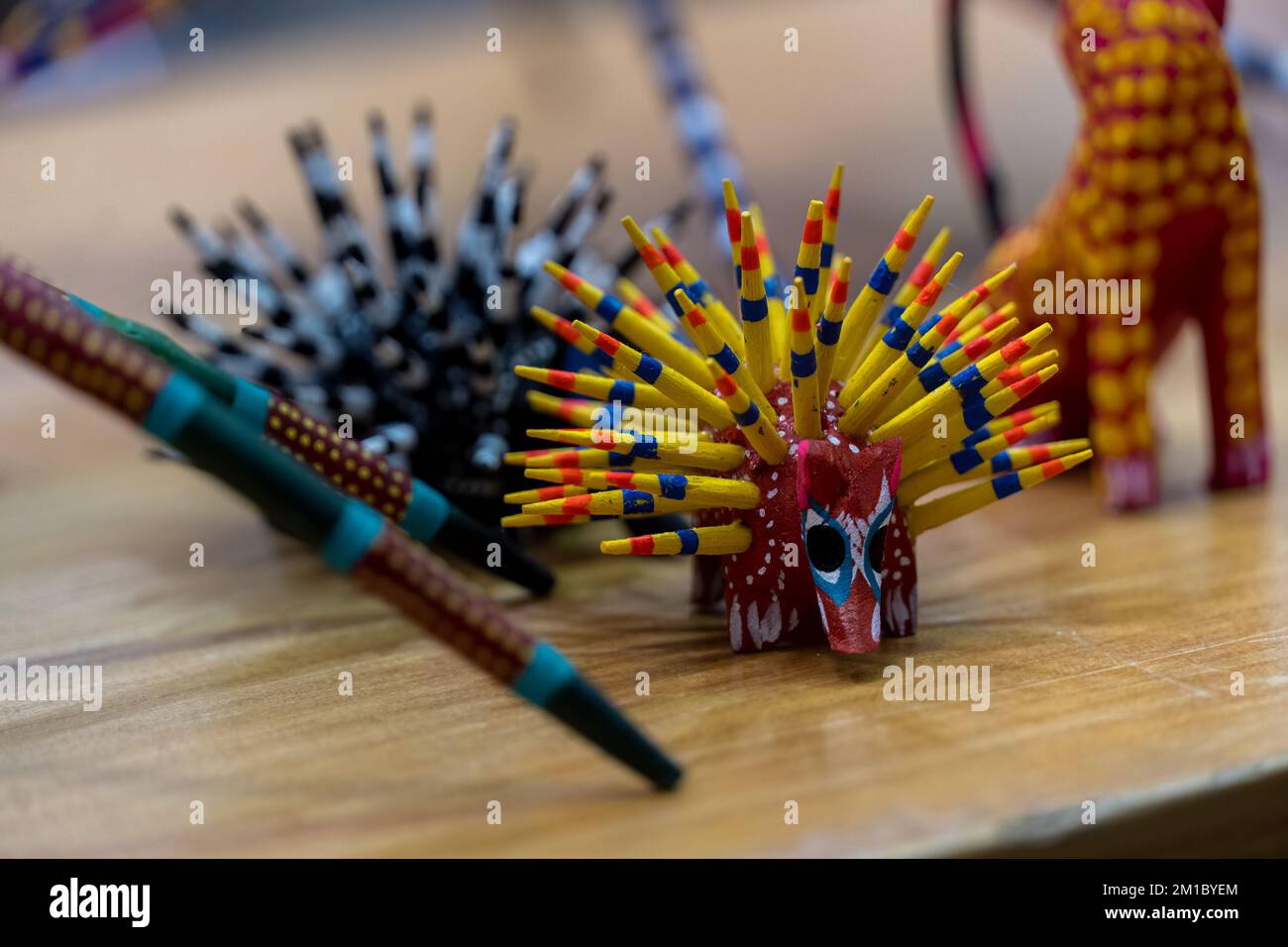 Alebrije, trancelate Mexical art craft in Oaxaca traditional colorful ...