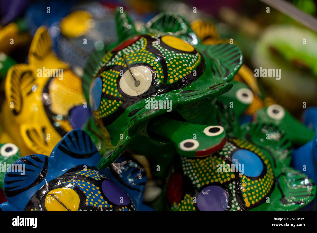 Alebrije, trancelate Mexical art craft in Oaxaca traditional colorful ...