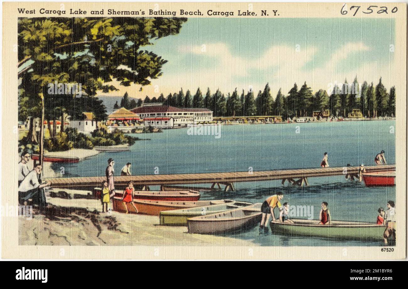 West Caroga Lake and Sherman's Bathing Beach, Caroga Lake, N. Y ...