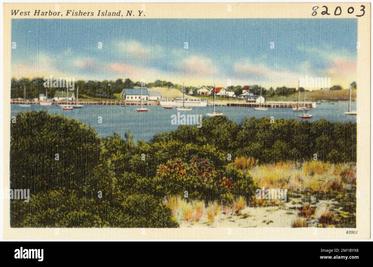 West Harbor, Fishers Island, N. Y. , Harbors, Boats, Tichnor Brothers ...