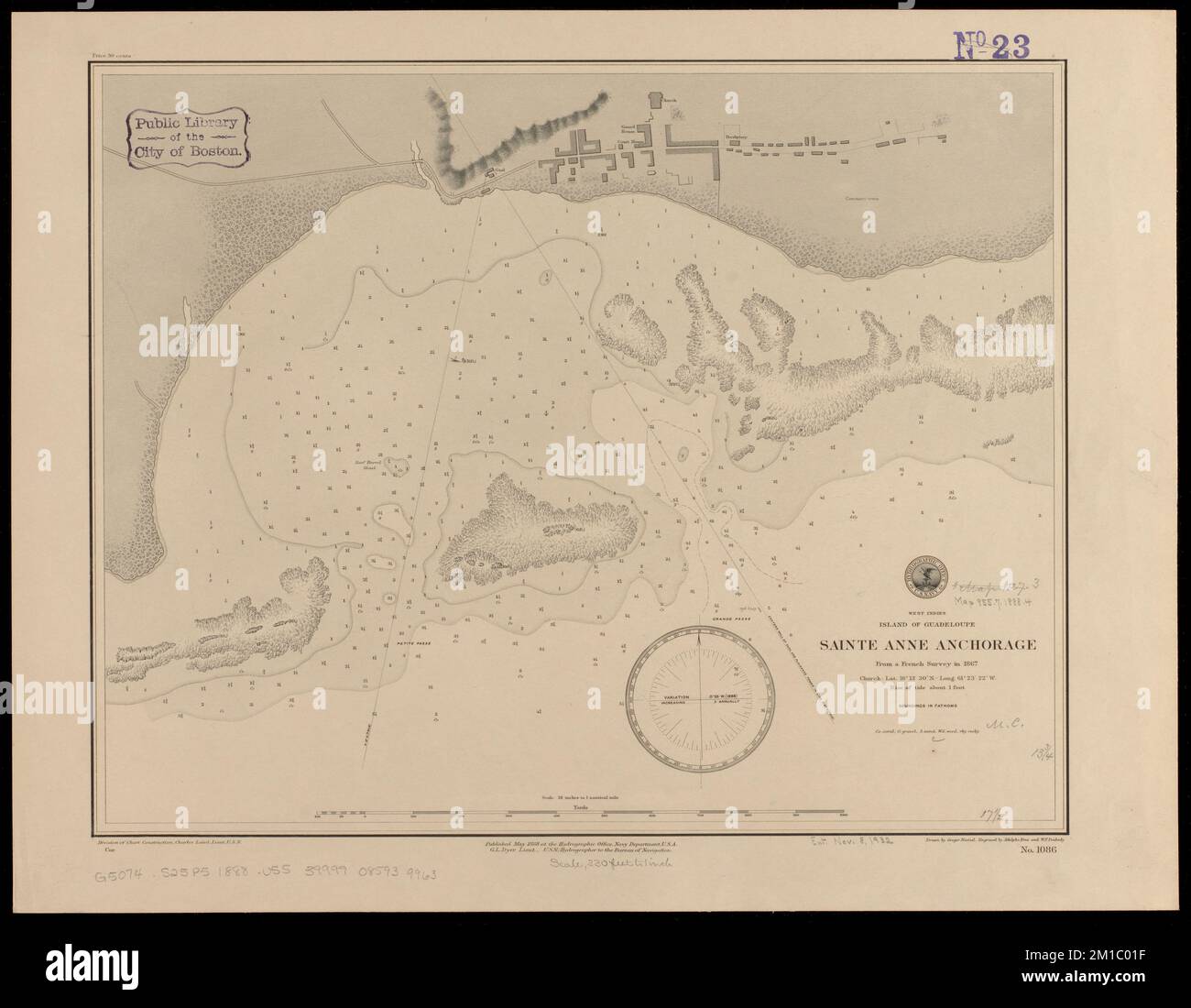 West Indies, island of Guadeloupe, Sainte Anne anchorage : from a French survey in 1867 ...