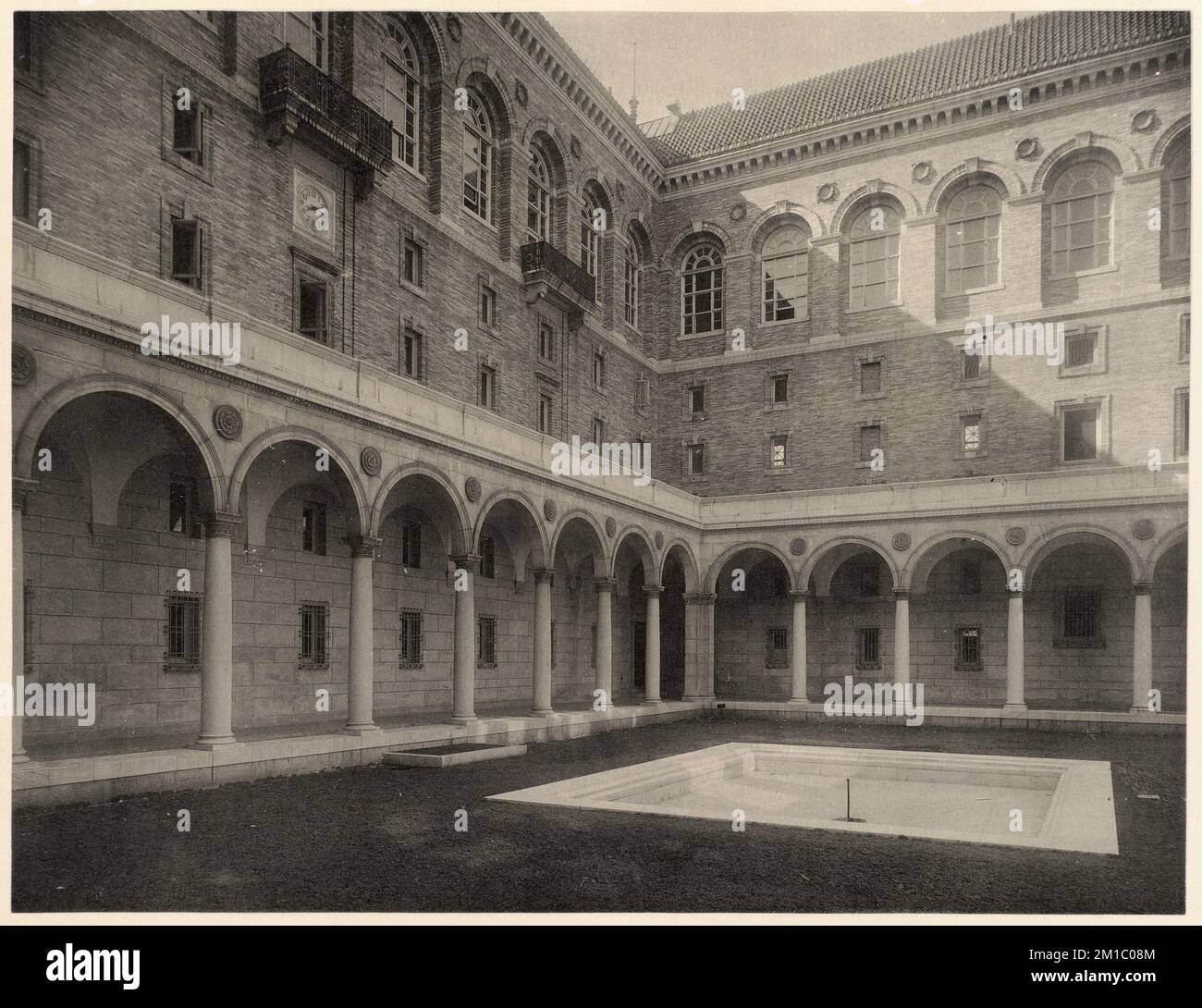 West side of interior court. , Public libraries, Courtyards, Colonnades ...