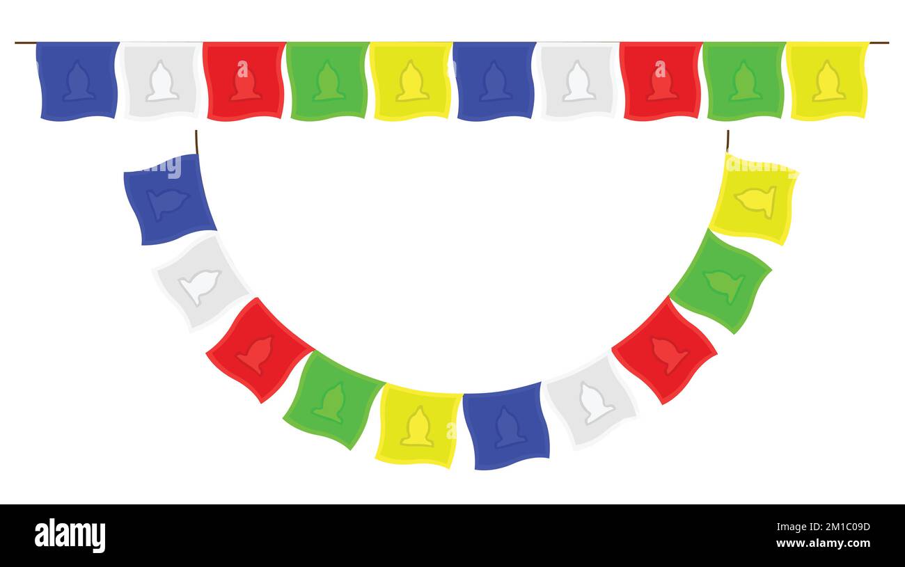 Prayer flags, buddhist symbol, Tibetan buddhism, vector illustration ...