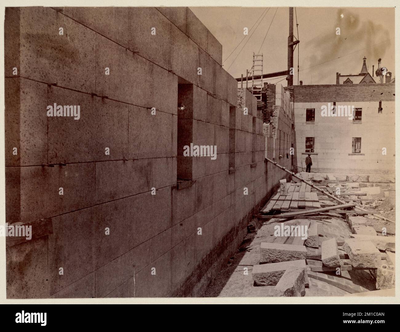 West wall of Courtyard, construction of the McKim Building , Public ...