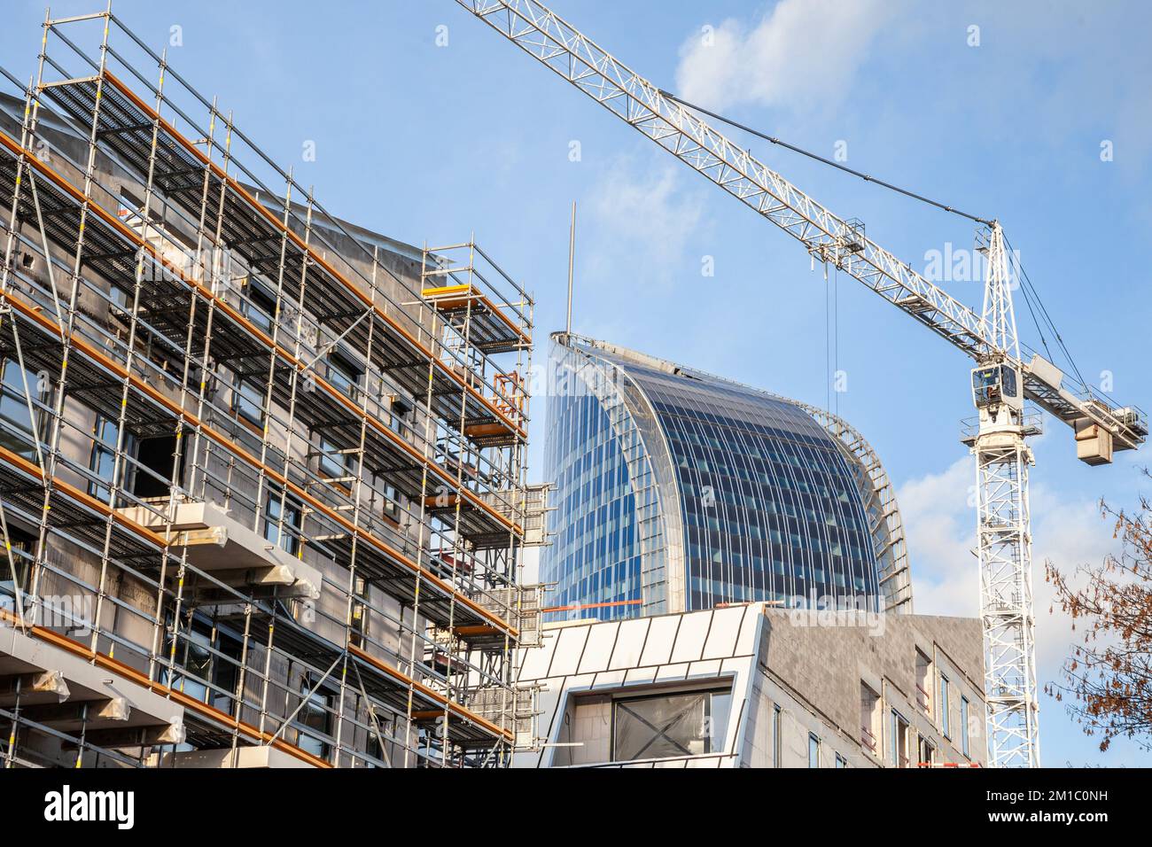 Picture of a European construction site, in an area for office ...