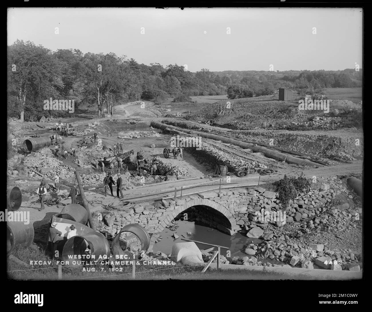 Weston Aqueduct, Section 1, excavating for Outlet Chamber and Channel ...