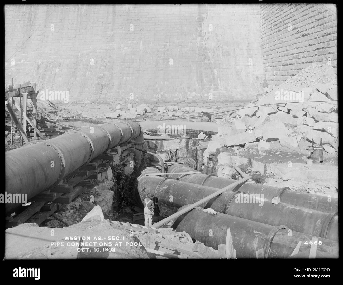 Weston Aqueduct, Section 1, pipe connections at pool, Southborough ...