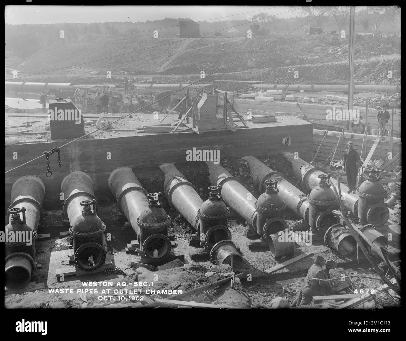 Weston Aqueduct, Section 1, waste pipes at Outlet Chamber, Weston ...