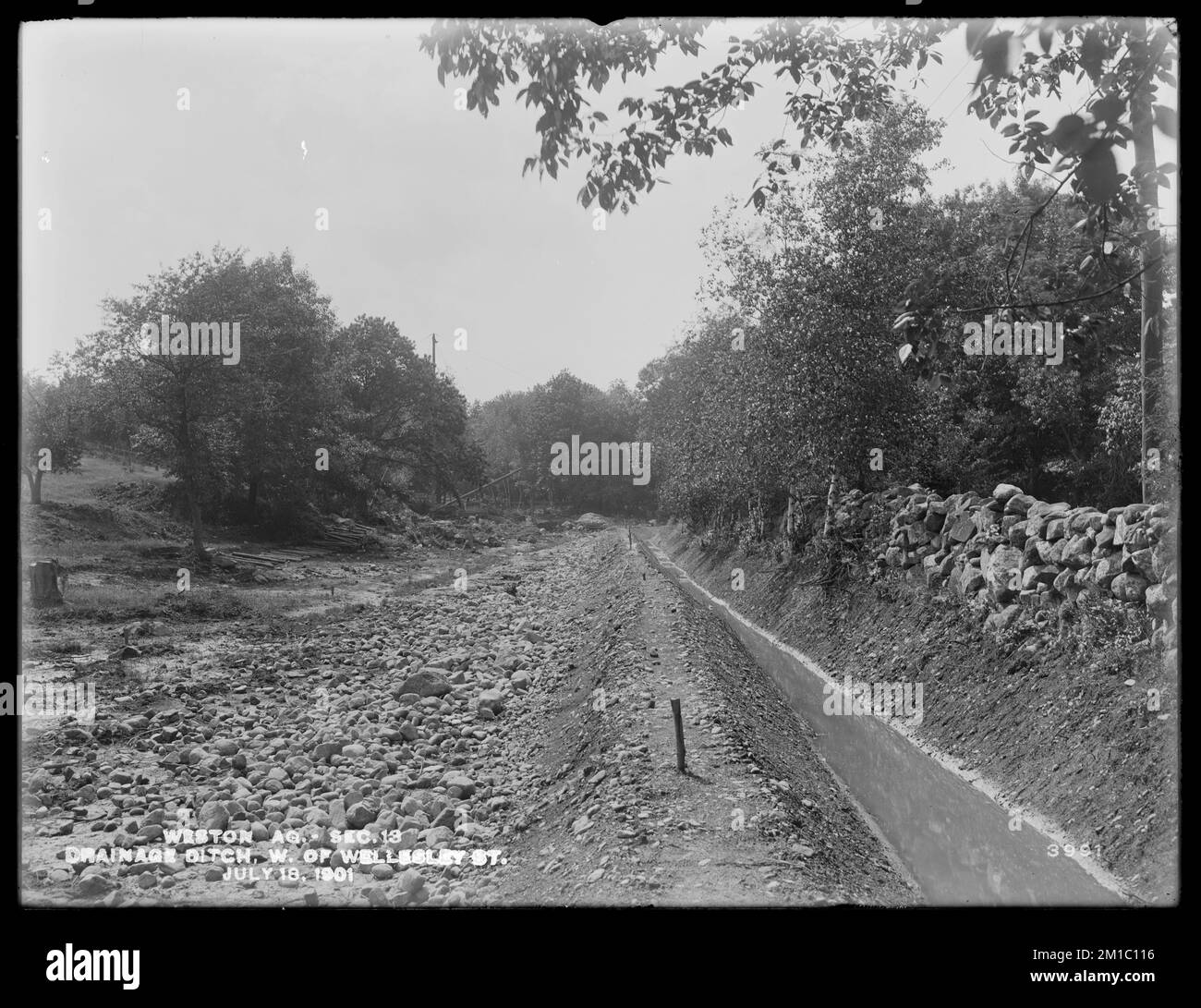 Weston Aqueduct, Section 13, drainage ditch, west of Wellesley Street ...