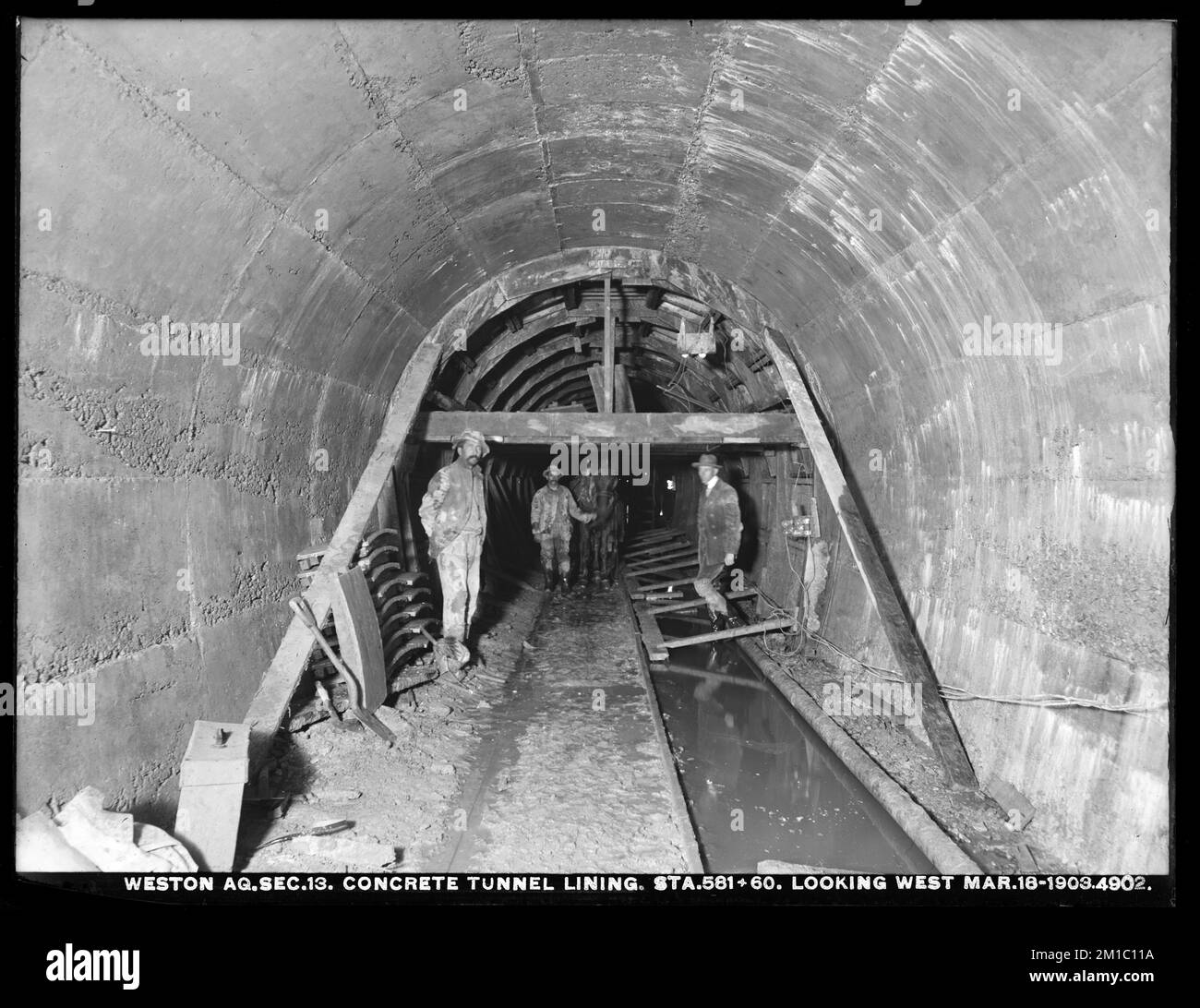 Weston Aqueduct, Section 13, concrete tunnel lining, station 581+60 ...