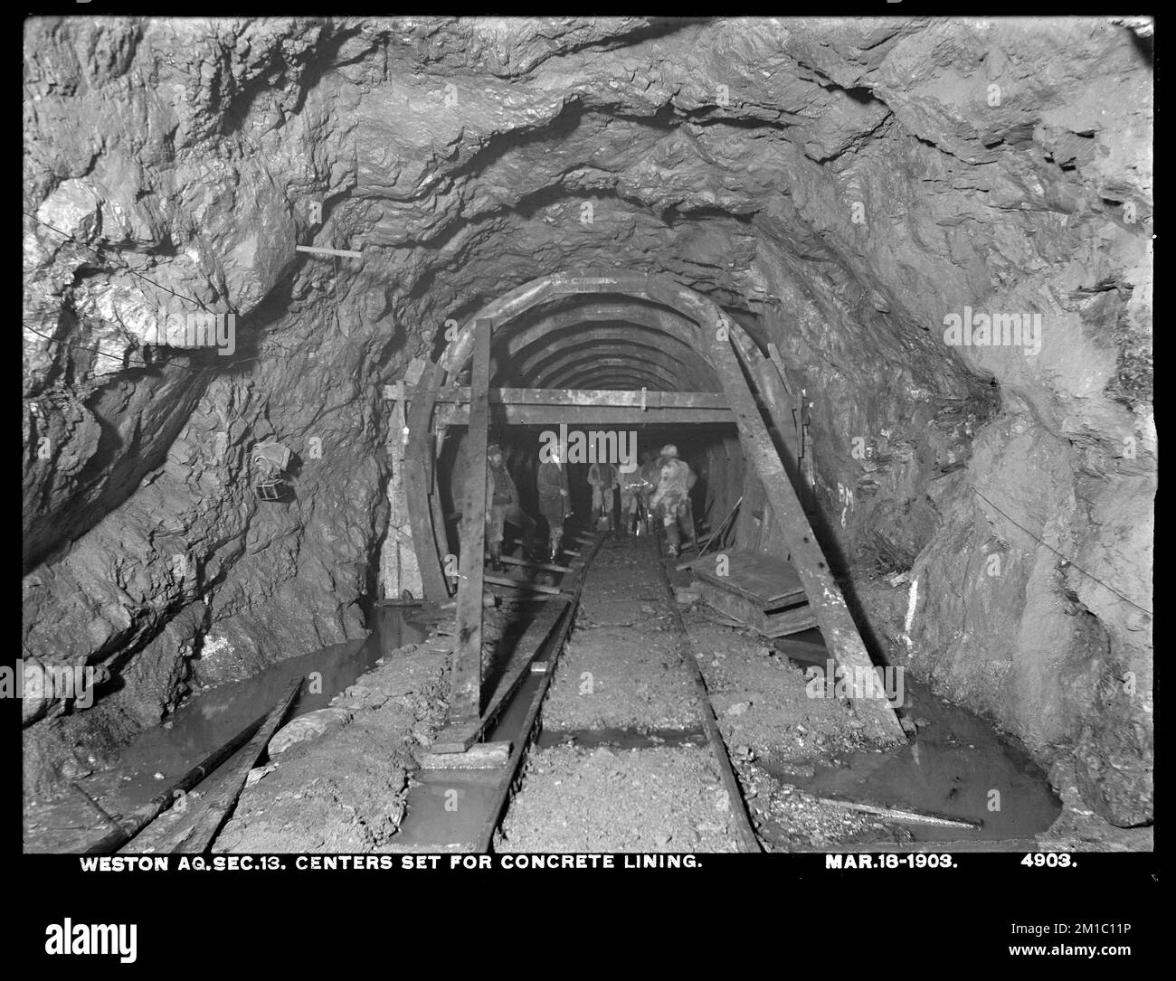 Weston Aqueduct, Section 13, centers set for concrete lining, Weston ...