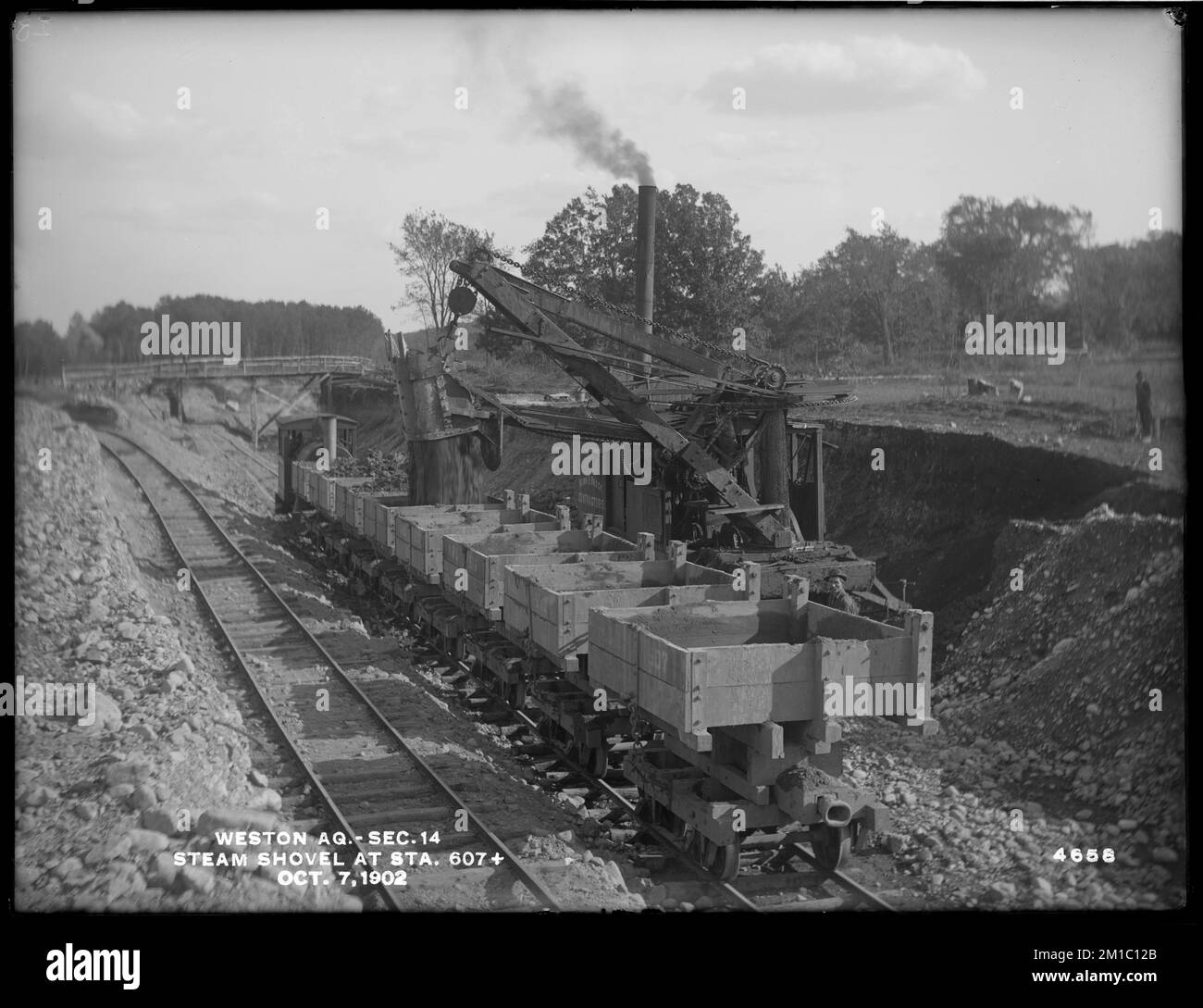 Weston Aqueduct, Section 14, steam shovel, at station 607+, Weston ...