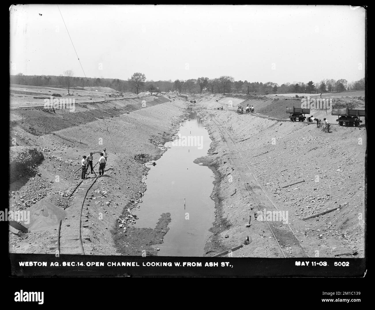 Weston Aqueduct, Section 14, Open Channel, looking west from Ash Street ...