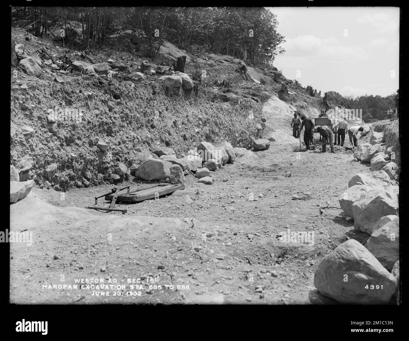 Weston Aqueduct, Section 15, hard-pan excavation, stations 685 to 686 ...
