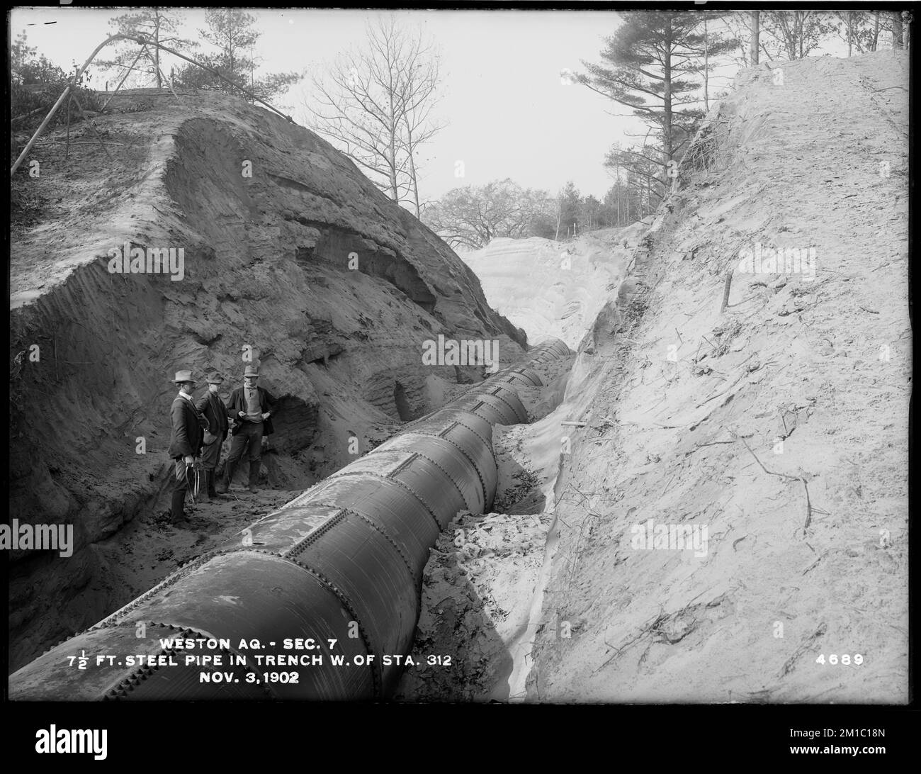 Weston Aqueduct, Section 7, 7 1/2-foot steel pipe in trench, west of ...