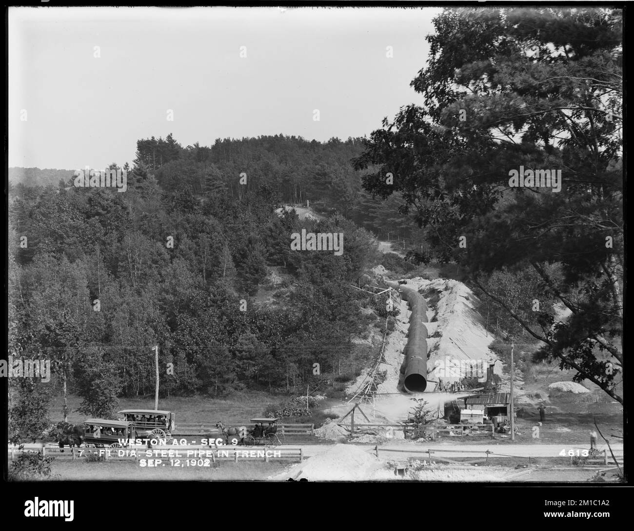 Weston Aqueduct, Section 9, 7 1/2-foot diameter steel pipe in trench ...