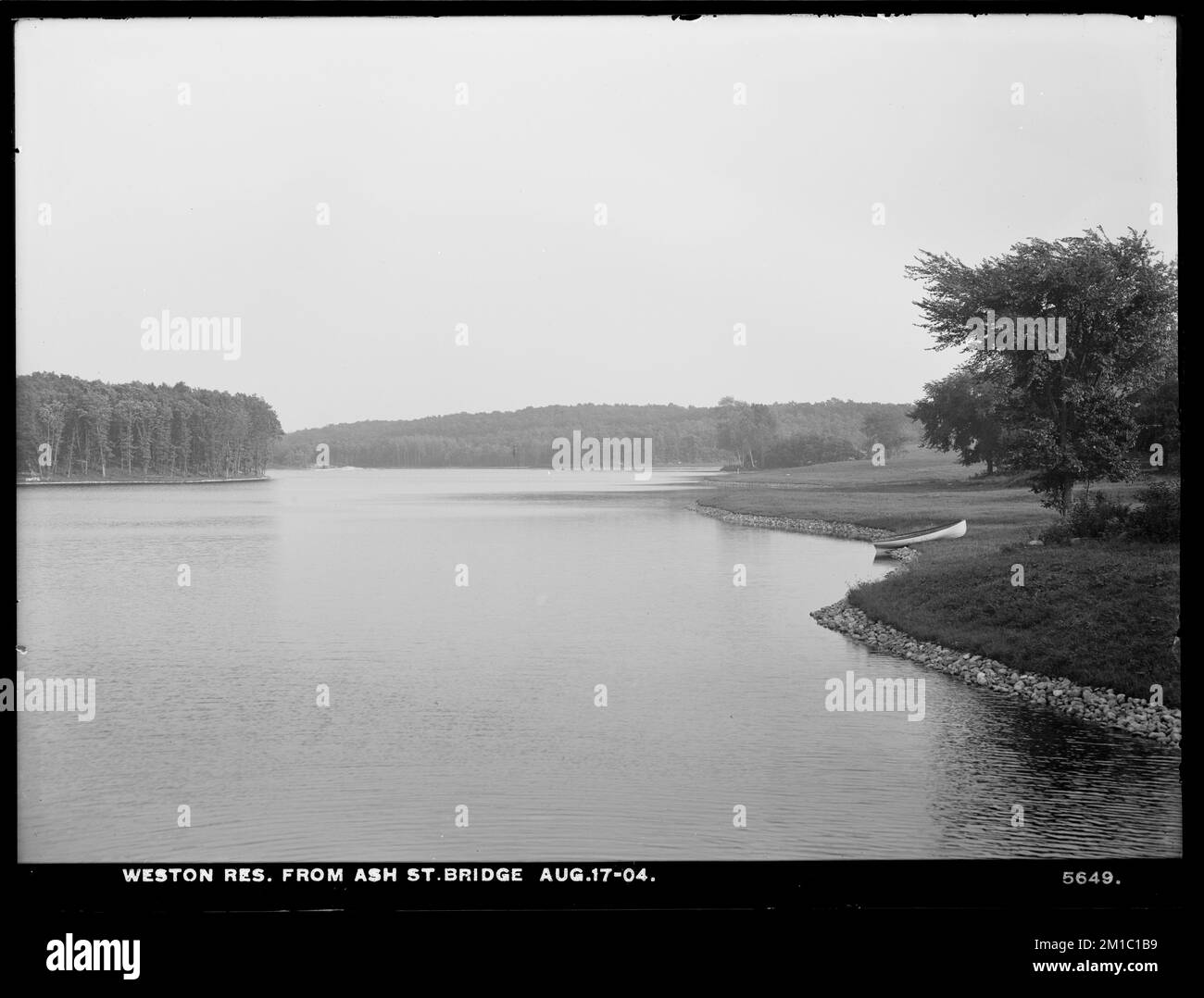 Weston Aqueduct, Weston Reservoir from Ash Street Bridge, Weston, Mass ...