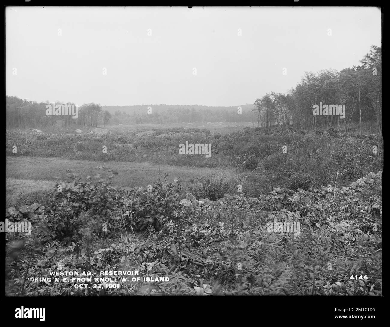 Weston Aqueduct, Weston Reservoir, looking northeasterly from knoll ...