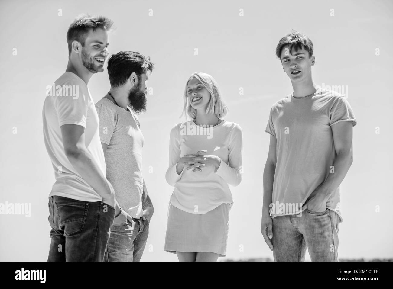 being successful. best friends. Social. cheerful guys and girl ...