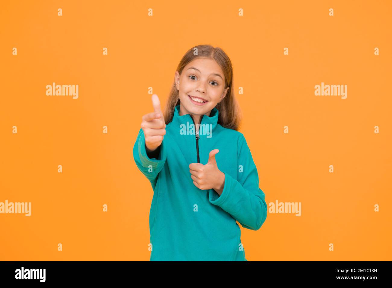 Good choice. Happy girl pointing gun hand gesture. Target and targeting ...