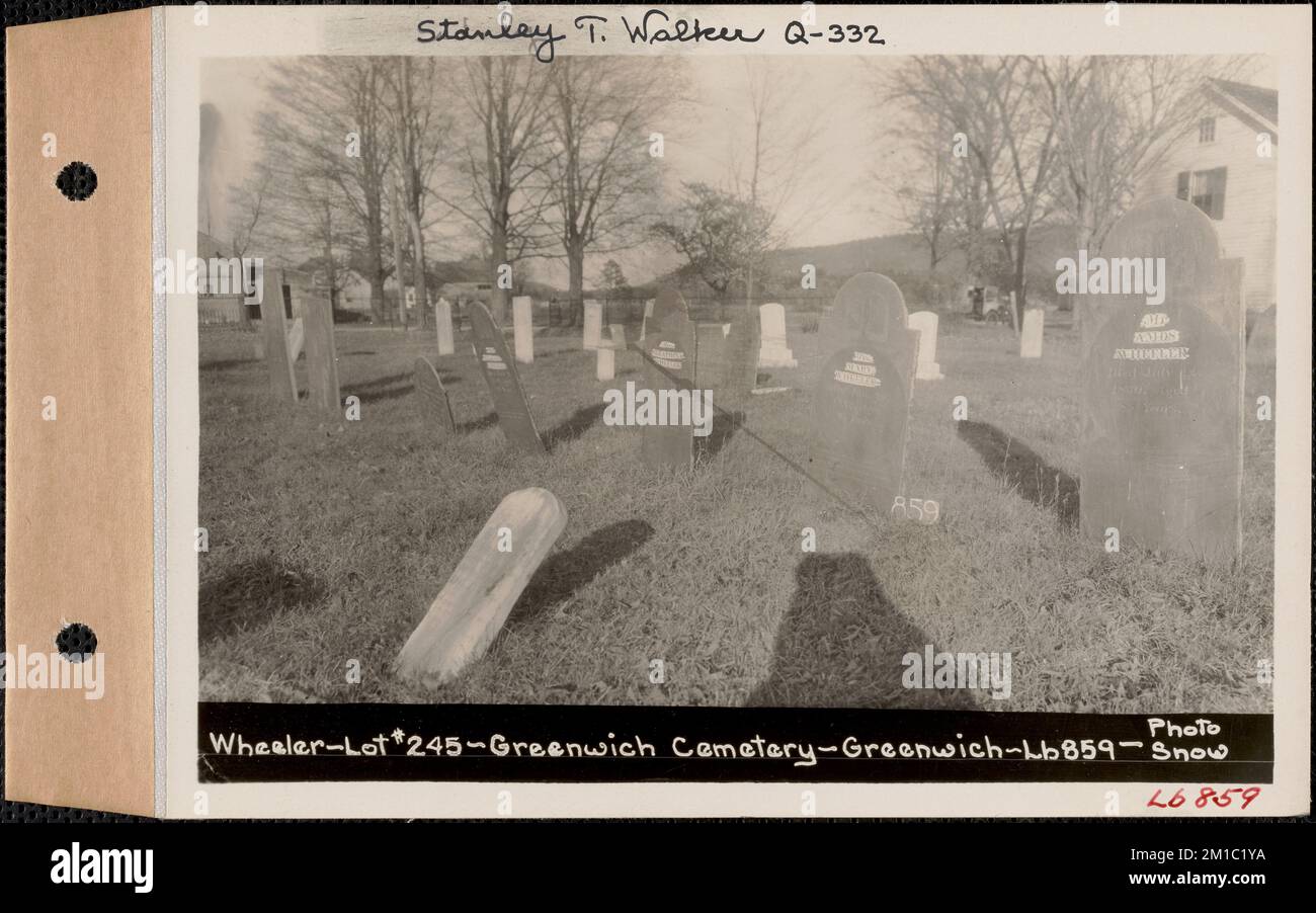 Wheeler, Greenwich Cemetery, Old section, lot 245, Greenwich, Mass., ca ...