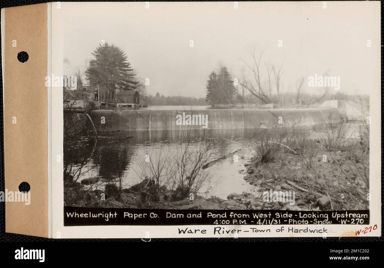 Wheelwright Paper Co., dam and pond from west side, looking upstream ...