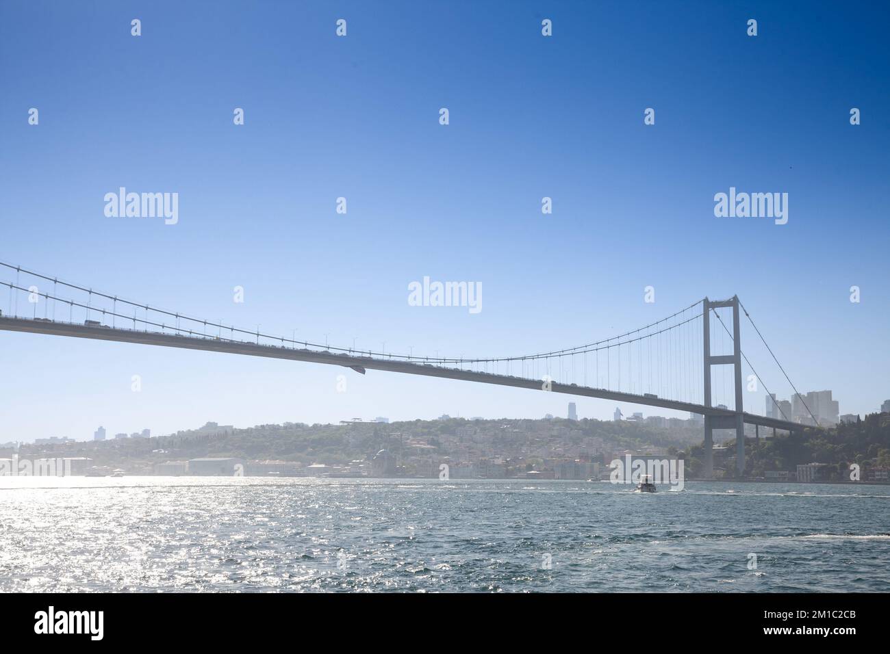 Picture of the Istanbul Bosphorus bridge seen from below during a sunny ...
