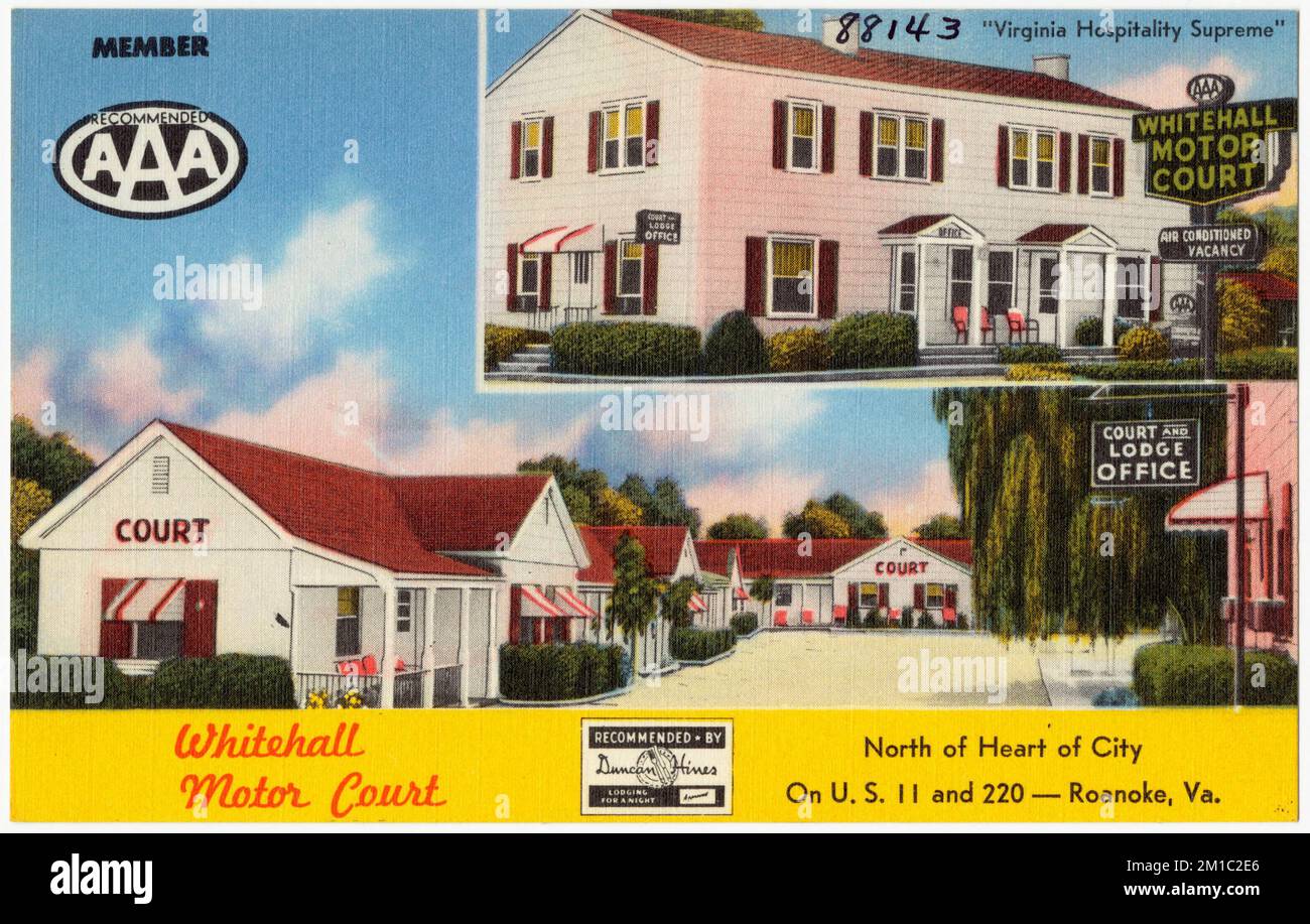 White Hall Motor Court, 1 1/4 mi. north of city, on U.S. 11 and 220 ...